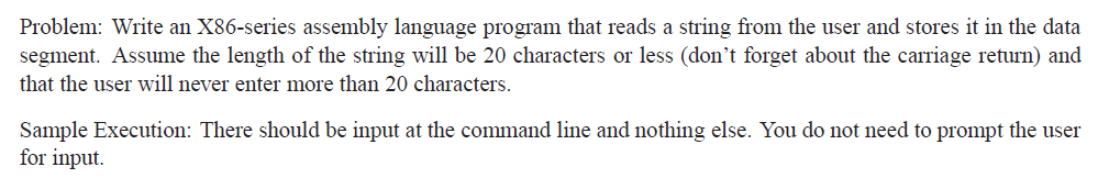 Problem Write An X86 Series Assembly Language 