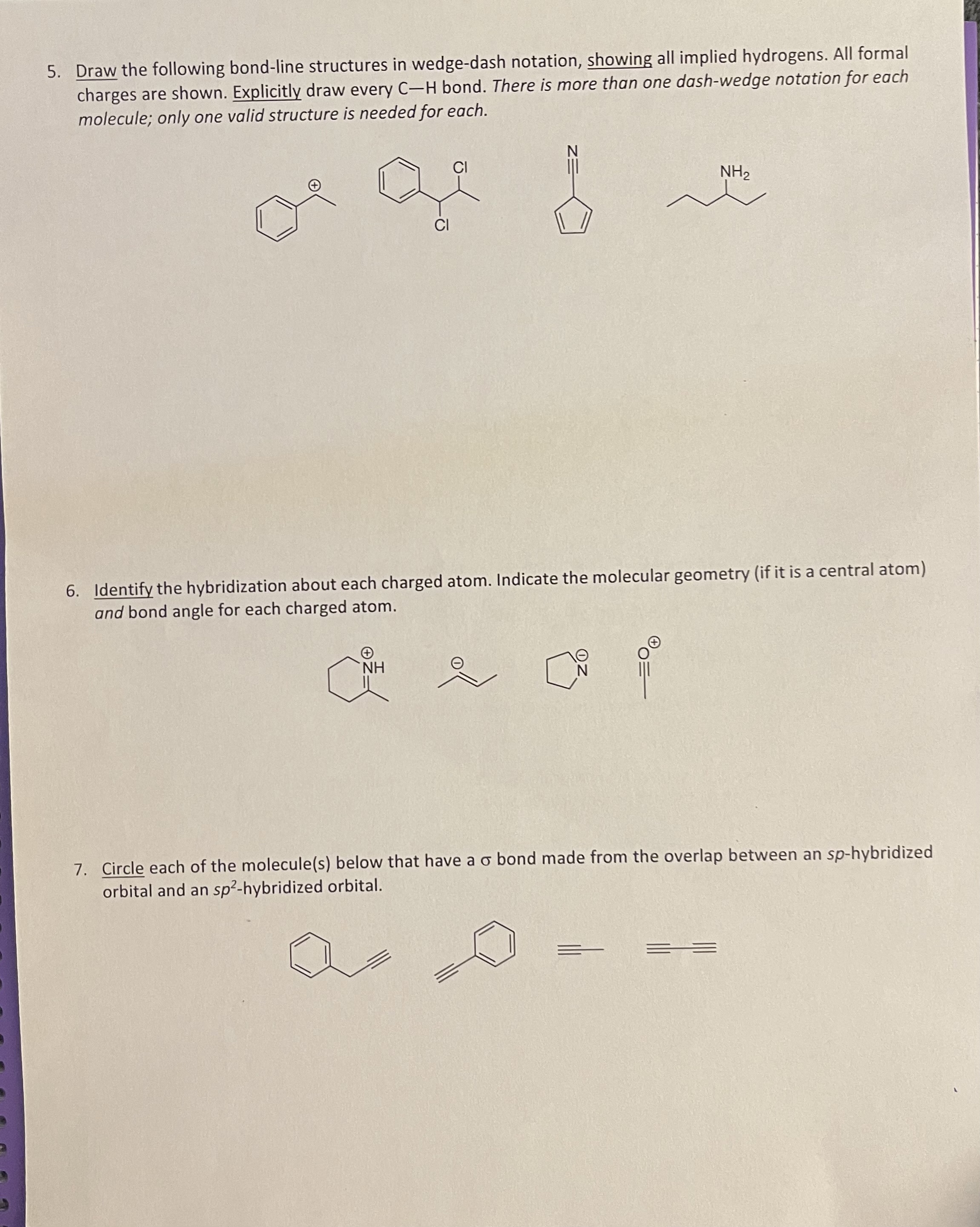 Solved 5. Draw the following bond-line structures in | Chegg.com