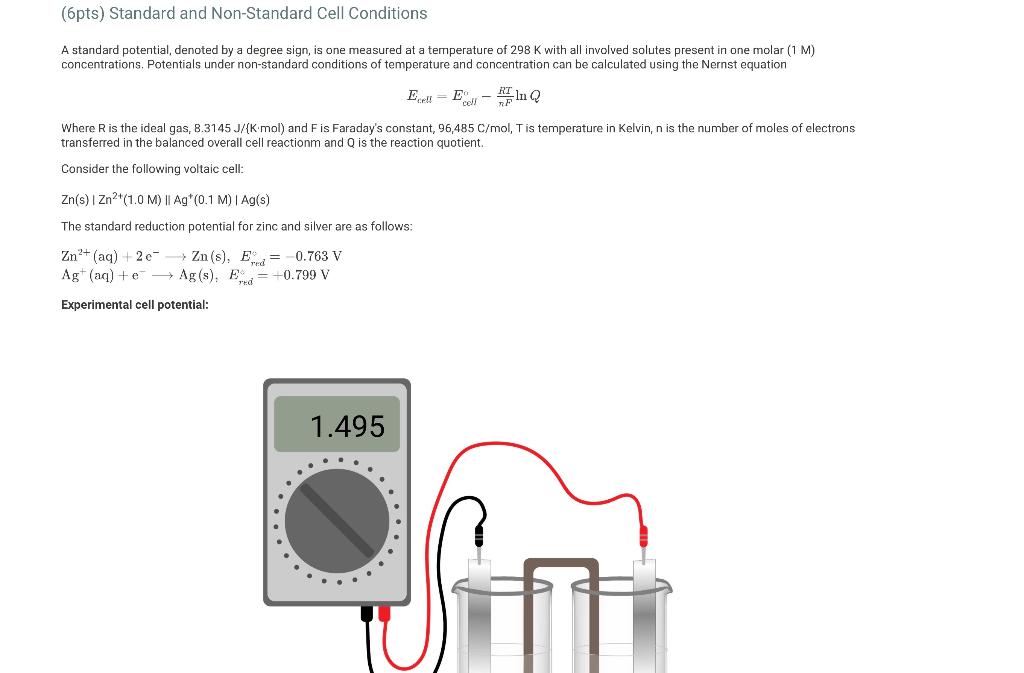 Solved (6pts) Standard and Non-Standard Cell Conditions A | Chegg.com