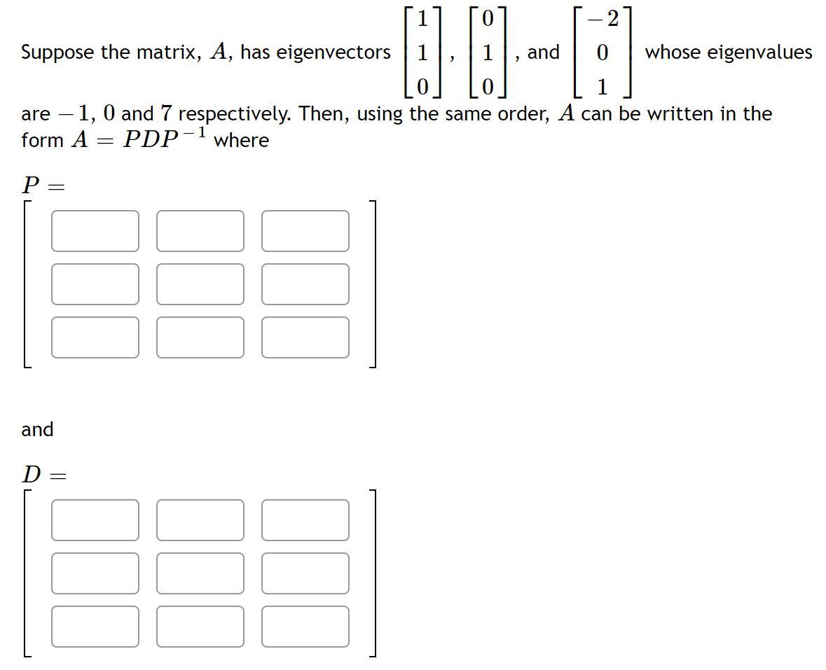 Solved Suppose the matrix, A, has eigenvectors | Chegg.com