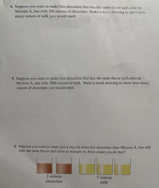 Solved Let's think about making hot chocolate! Mixture A: 2 | Chegg.com