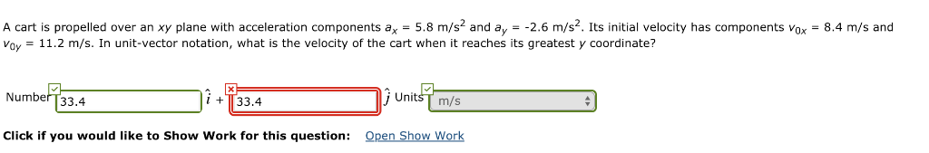 Solved A cart is propelled over an xy plane with | Chegg.com