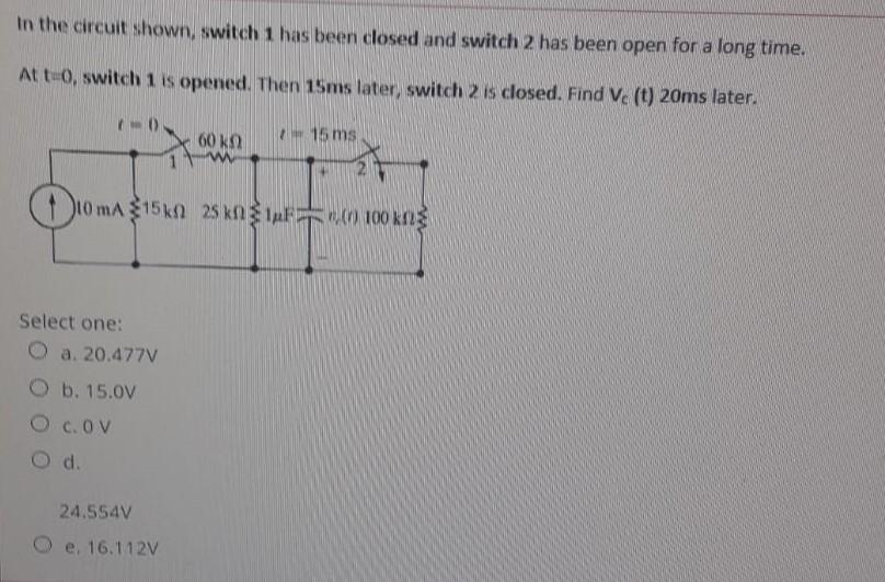 Solved In the circuit shown, switch 1 has been closed and | Chegg.com