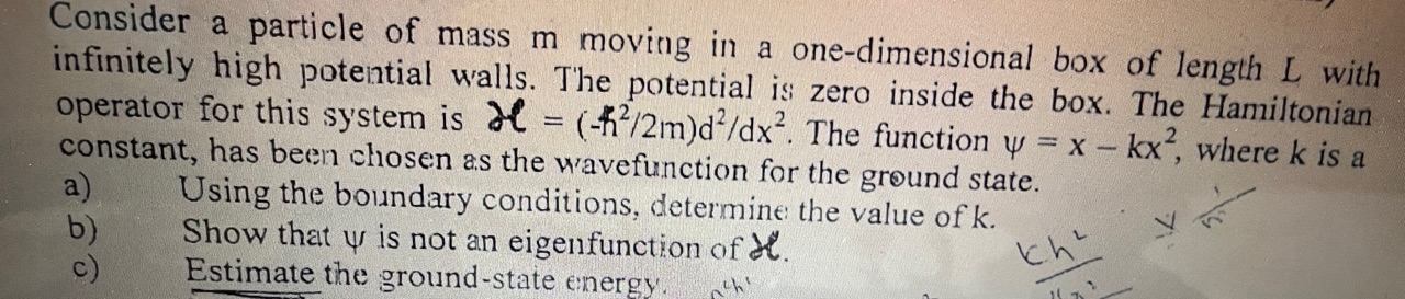 Solved Consider a particle of mass m moving in a | Chegg.com