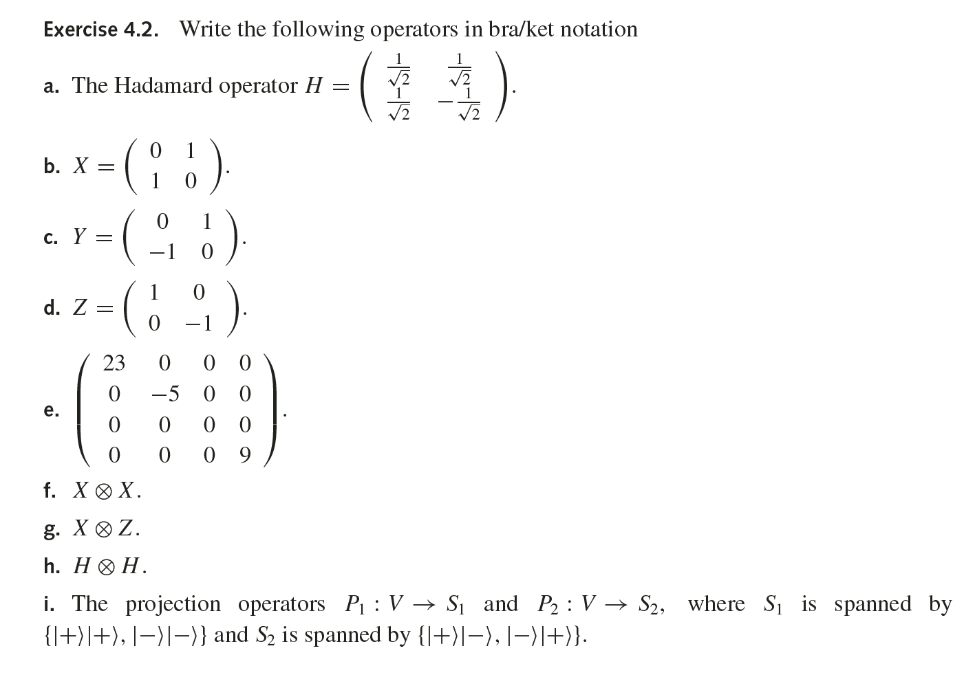 Solved Exercise 4.2. Write the following operators in | Chegg.com