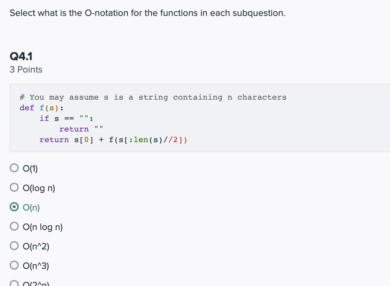 Solved Select what is the O-notation for the functions in | Chegg.com