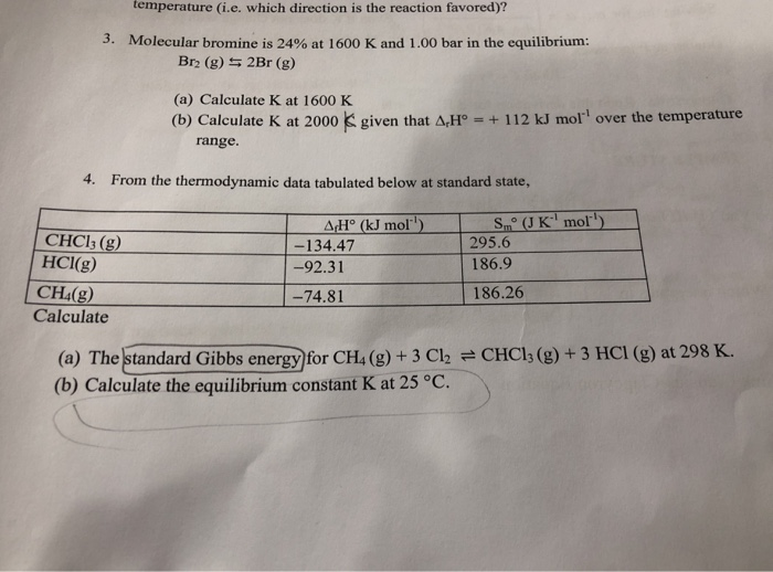 Solved 4. From the thermodynamic data tabulated below at | Chegg.com