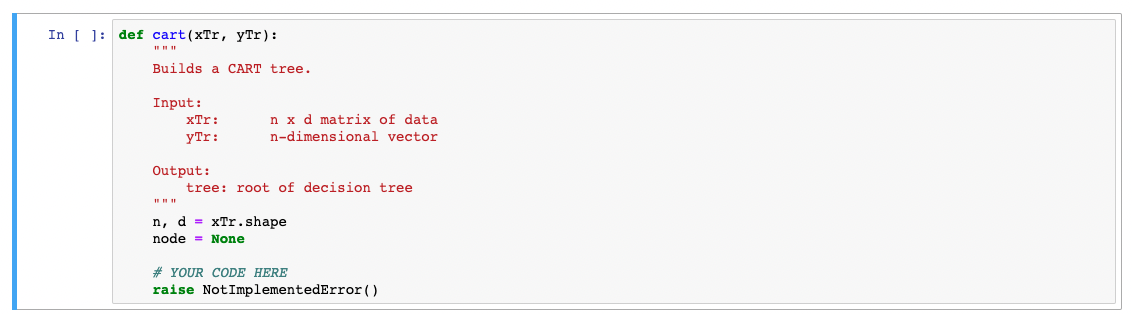 Solved I need help with Implementing Cart Algorithm in | Chegg.com