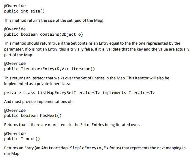 Solved A ListMap will be a map (dictionary) that is | Chegg.com