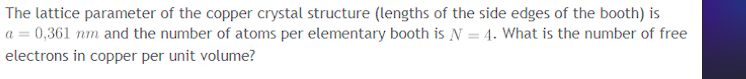Solved The lattice parameter of the copper crystal structure | Chegg.com