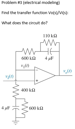 Solved Problem #3 (electrical modeling) Find the transfer | Chegg.com