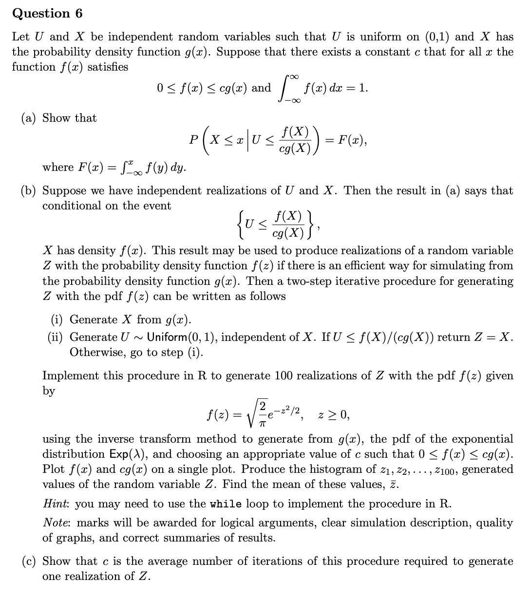 Solved Let U and X be independent random variables such that | Chegg.com