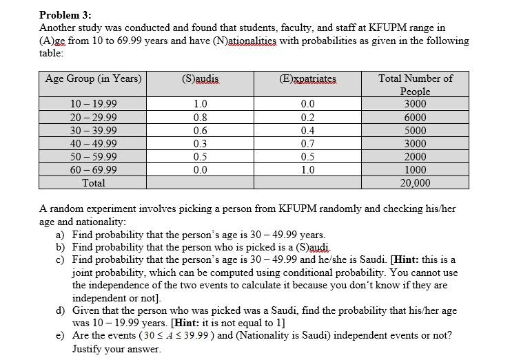 Solved Problem 3: Another study was conducted and found that | Chegg.com