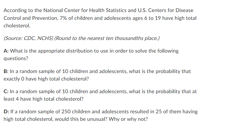 Solved According to the National Center for Health | Chegg.com