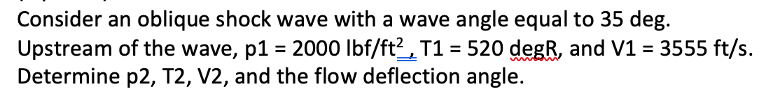 Solved Consider an oblique shock wave with a wave angle | Chegg.com