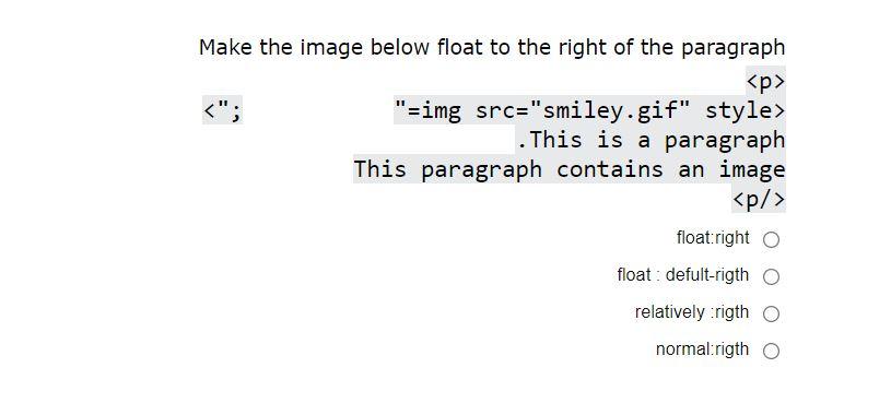 Solved Make the image below float to the right of the | Chegg.com