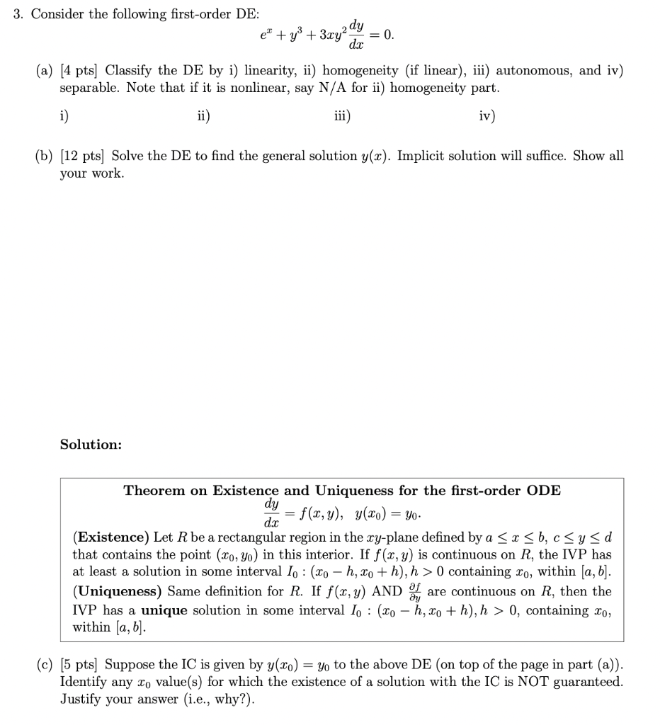 Solved 3. Consider the following first-order DE: | Chegg.com