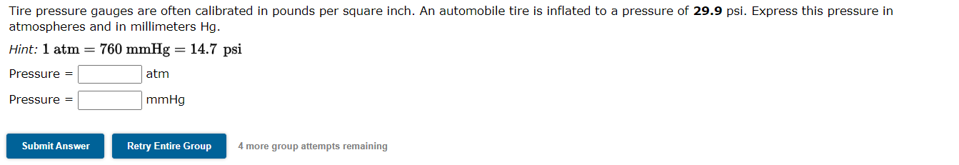 Solved Tire pressure gauges are often calibrated in pounds | Chegg.com