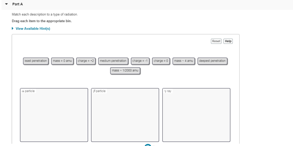 Solved Part A Match each description to a type of radiation. | Chegg.com