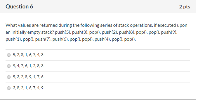 Solved Question 6 2 pts What values are returned during the | Chegg.com