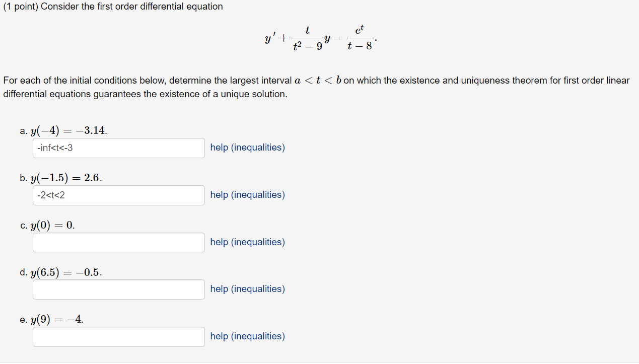 Solved (1 point) Consider the first order differential | Chegg.com