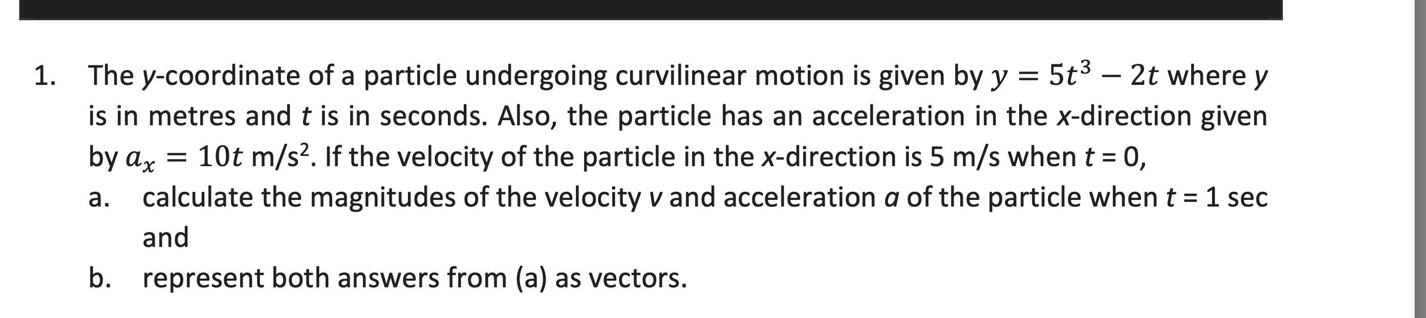 Solved 1. The y-coordinate of a particle undergoing | Chegg.com