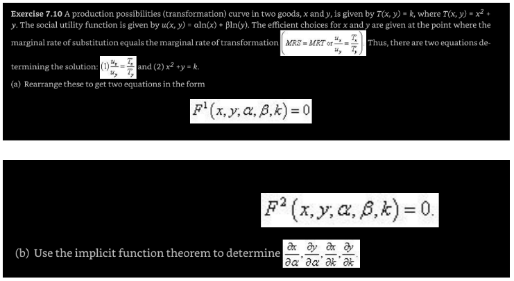 Exercise 7.10 A production possibilities | Chegg.com