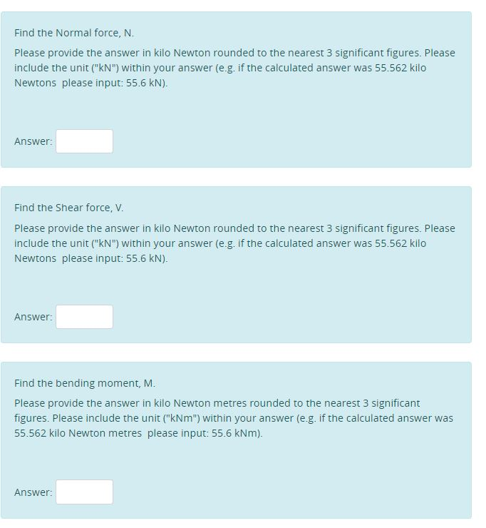 Solved Determine the internal loading in the hook shown | Chegg.com
