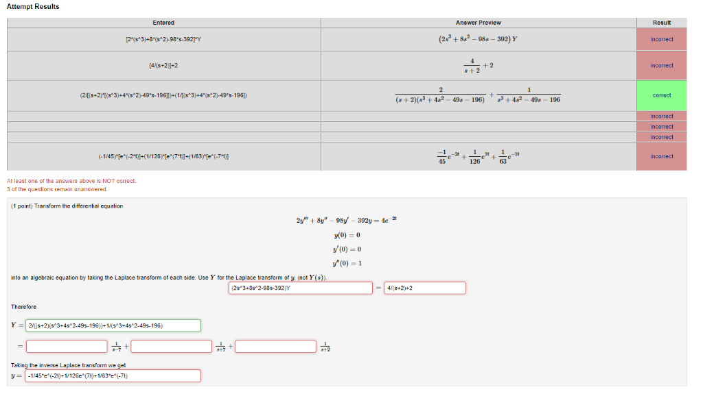 Solved Attempt Results Entered Answer Preview Result (23 | Chegg.com