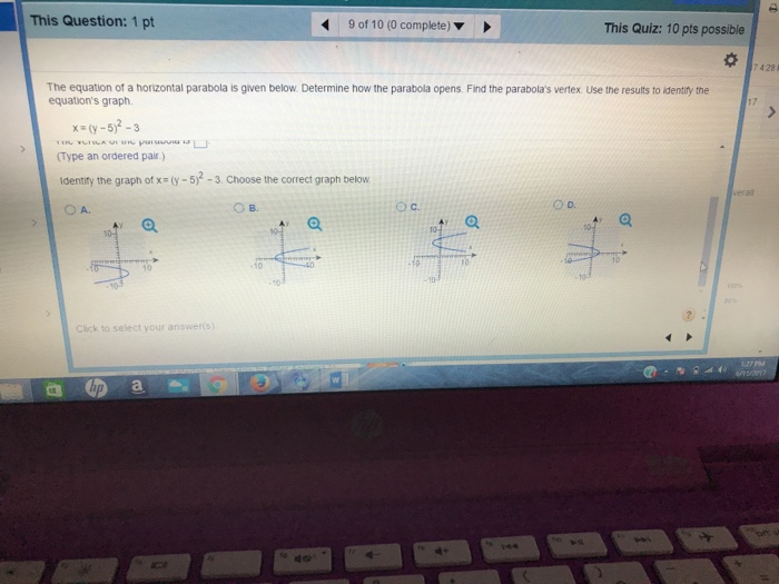 Solved The equation of a horizontal parabola is given below. | Chegg.com