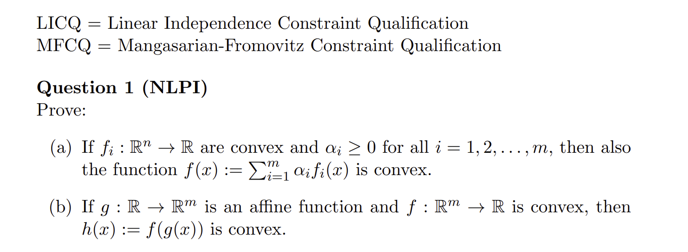 Solved LICQ = Linear Independence Constraint Qualification | Chegg.com