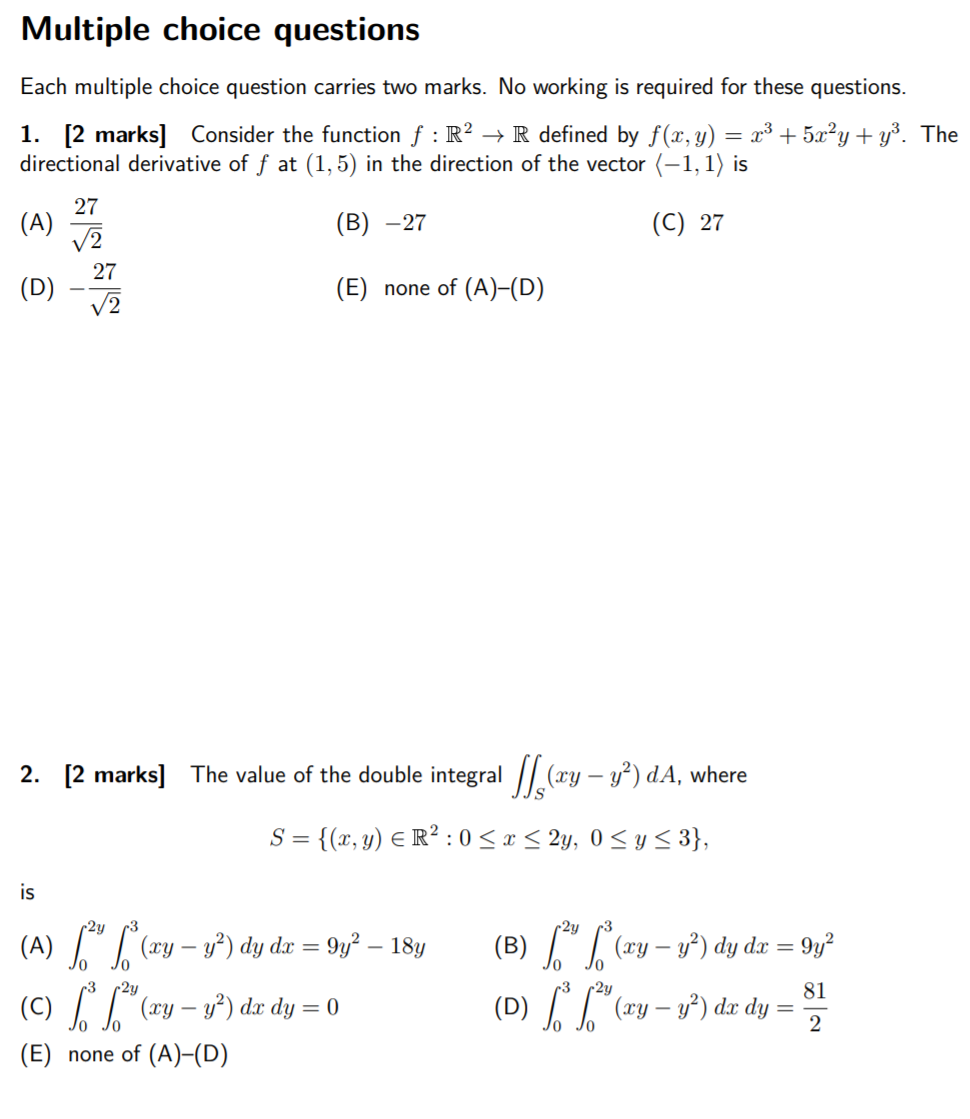 Solved Multiple choice questions Each multiple choice | Chegg.com