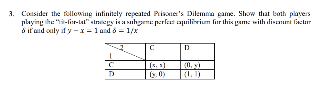 Solved 3. Consider the following infinitely repeated | Chegg.com