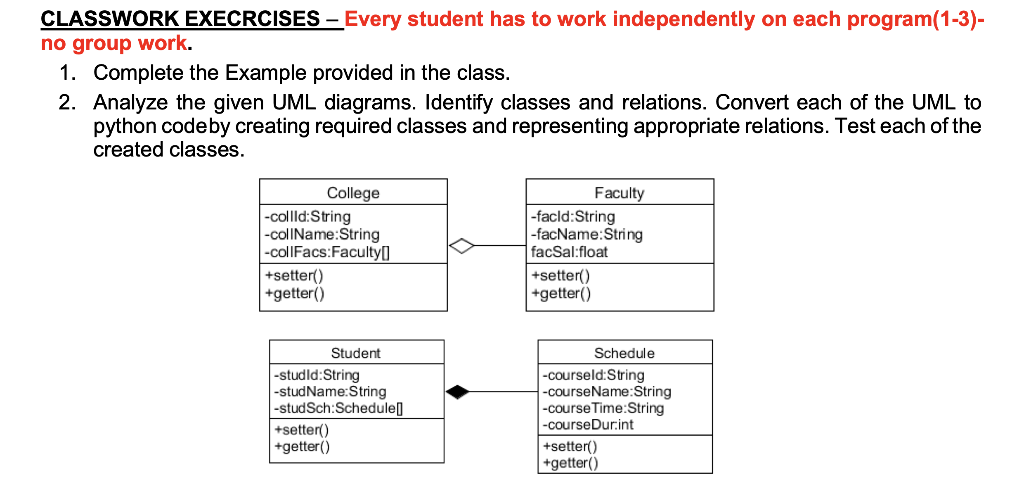 Solved CLASSWORK EXECRCISES - Every student has to work | Chegg.com
