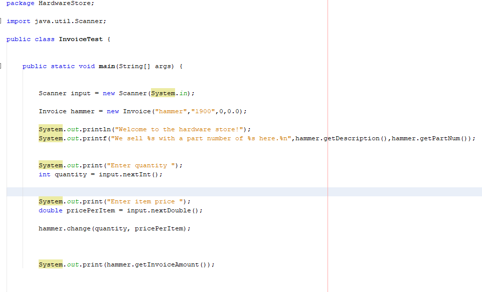 Solved in java -create an invoice with 4 parts, (2 strings, | Chegg.com