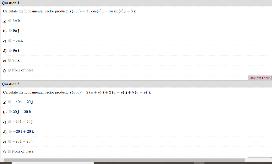 Solved Question 1 Calculate the fundamental vector product: | Chegg.com