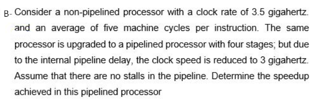 Solved B- Consider a non-pipelined processor with a clock | Chegg.com