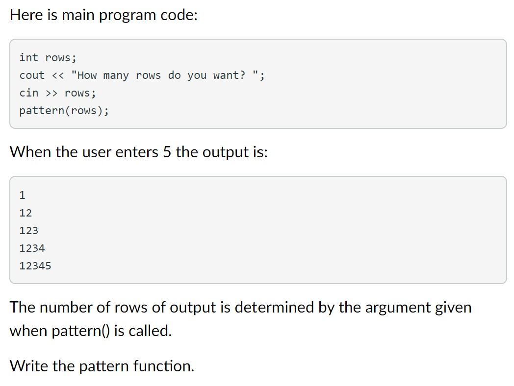 Solved Here is main program code: int rows; cout