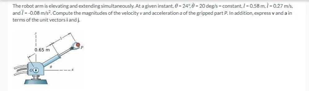 Solved The robot arm is elevating and extending | Chegg.com