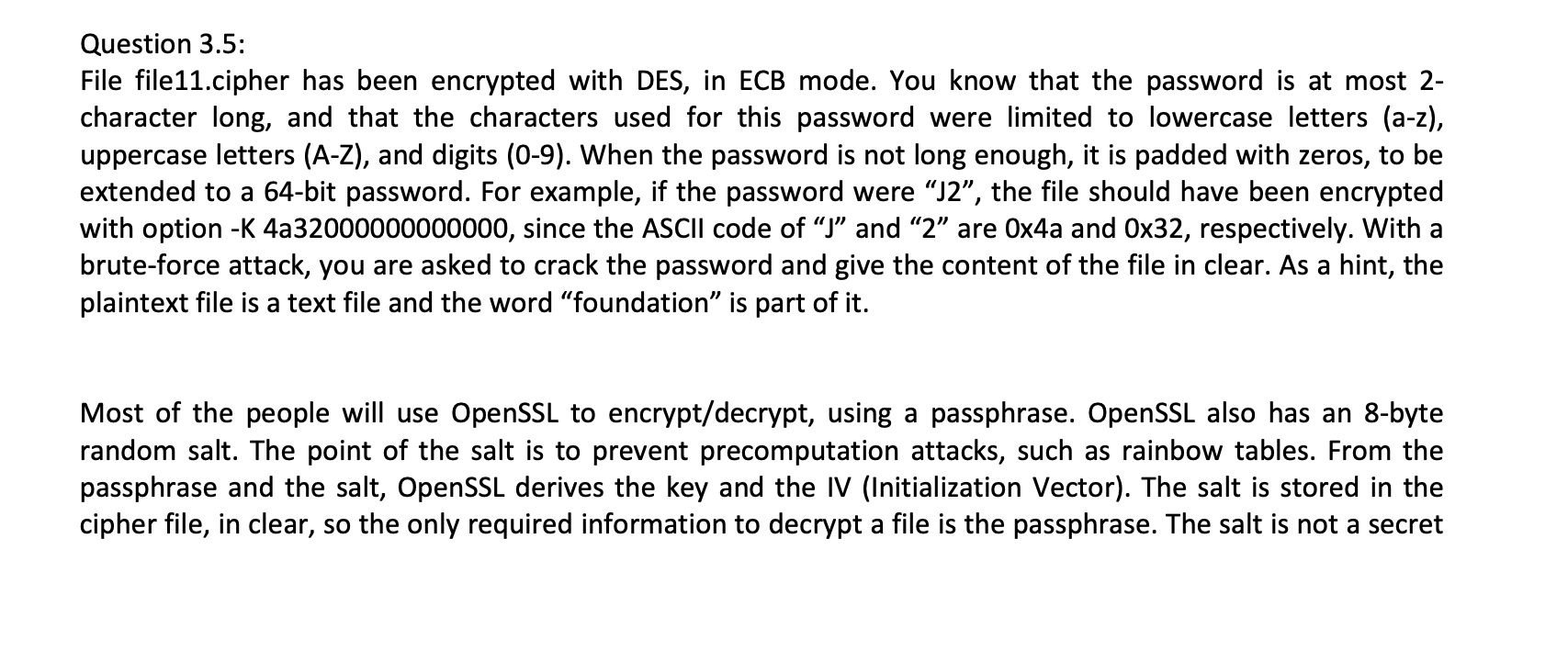 Solved Question 3.5: File file11.cipher has been encrypted | Chegg.com