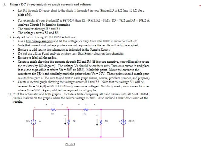 Solved Using a DC Sweep analyzis to graph currents and | Chegg.com