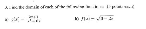 Solved 3. Find the domain of each of the following | Chegg.com