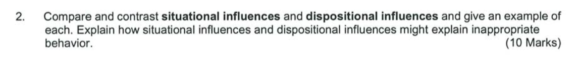 Solved Compare and contrast situational influences and | Chegg.com