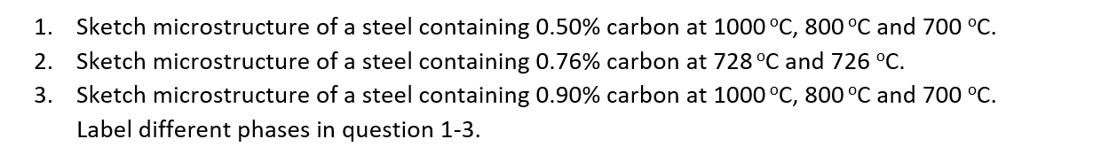 1. Sketch microstructure of a steel containing 0.50% | Chegg.com