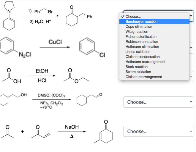 Solved Ph H. PhCH PPhg NaOH MCPBA heat Choose... Sandmeyer | Chegg.com