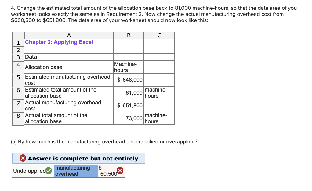 Solved Chapter 3: Applying Excel Data Allocation base | Chegg.com