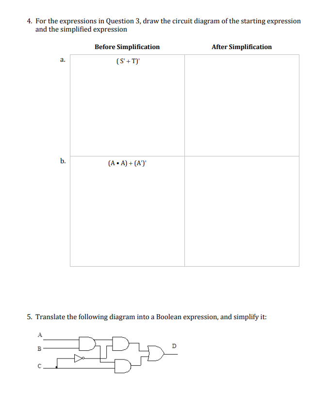 Solved 4. For the expressions in Question 3, draw the | Chegg.com