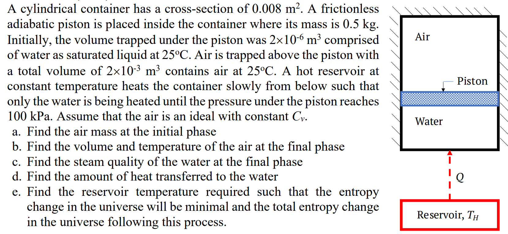 Air Piston A cylindrical container has a | Chegg.com