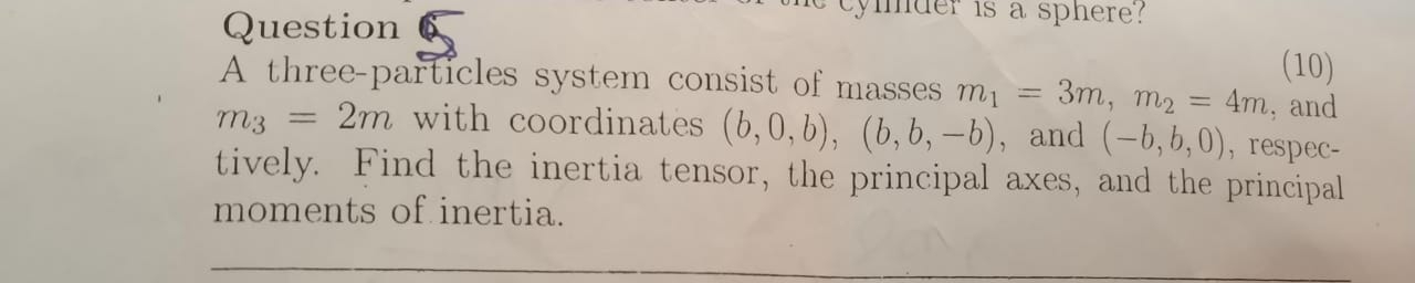 Solved QuestionA three-particles system consist of masses | Chegg.com