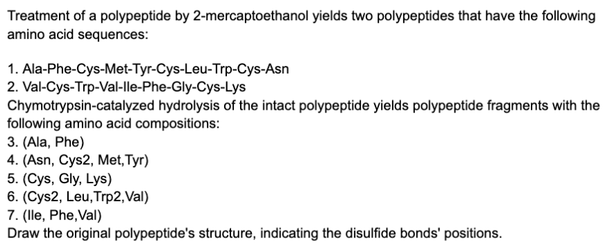 Solved Treatment of a polypeptide by 2-mercaptoethanol | Chegg.com